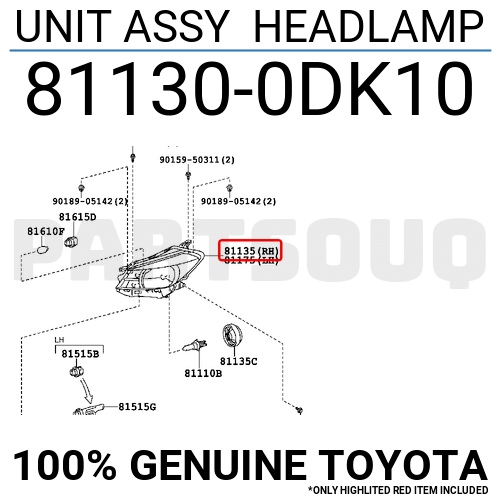 811300DK10 Genuine Toyota UNIT ASSY HEADLAMP 81130-0DK10 | eBay
