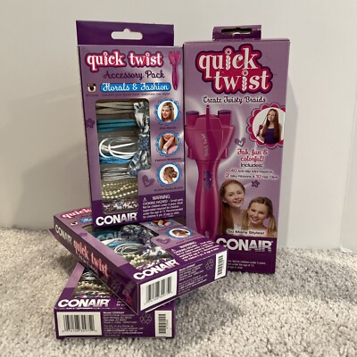 Set Conair Quick Twist Battery Hair Braider + 3 Florals Fashion ...