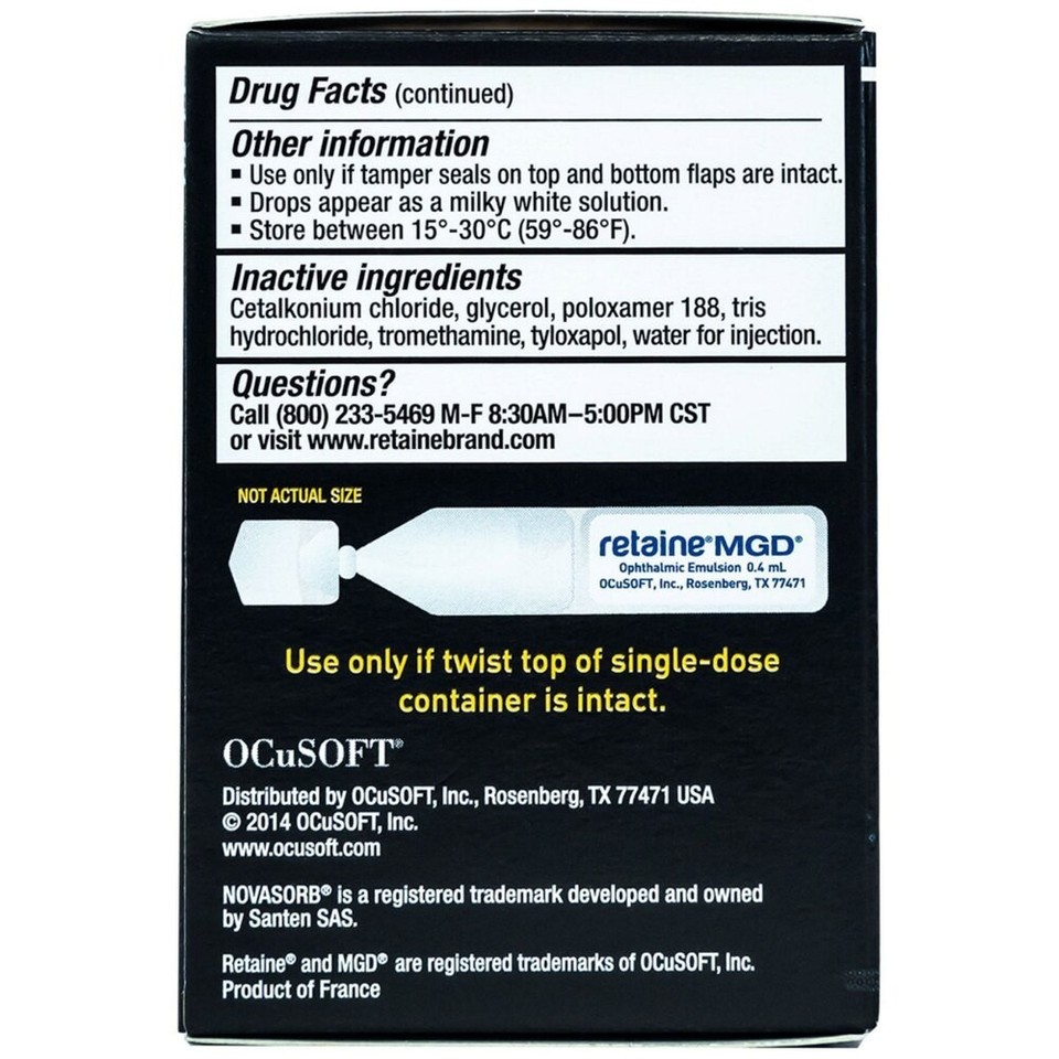 OCuSOFT Retaine MGD Complete Dry Eye Relief Lubricant Eye Drops 30 Ct ...