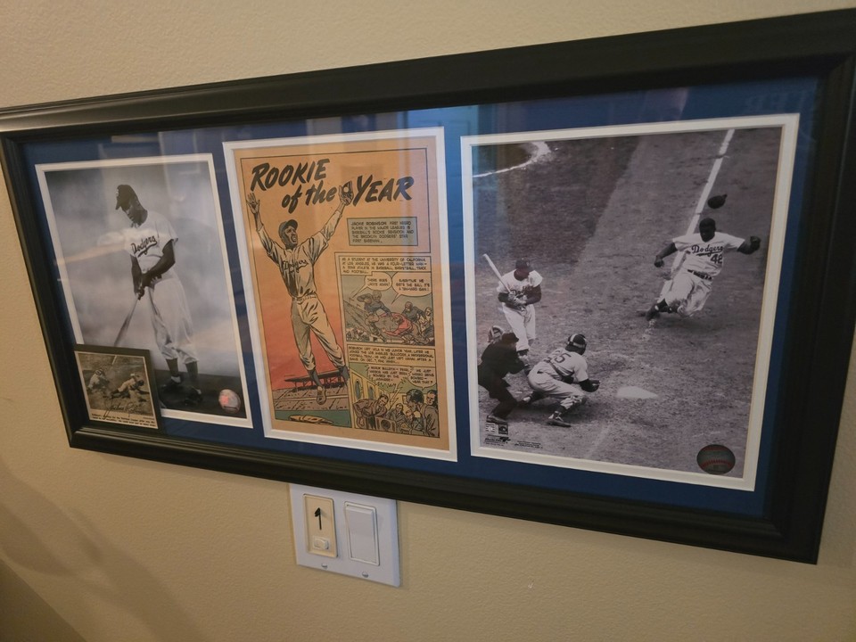 Jackie Robinson autographed framed photo & comic book: ROY FIRESTONE ...