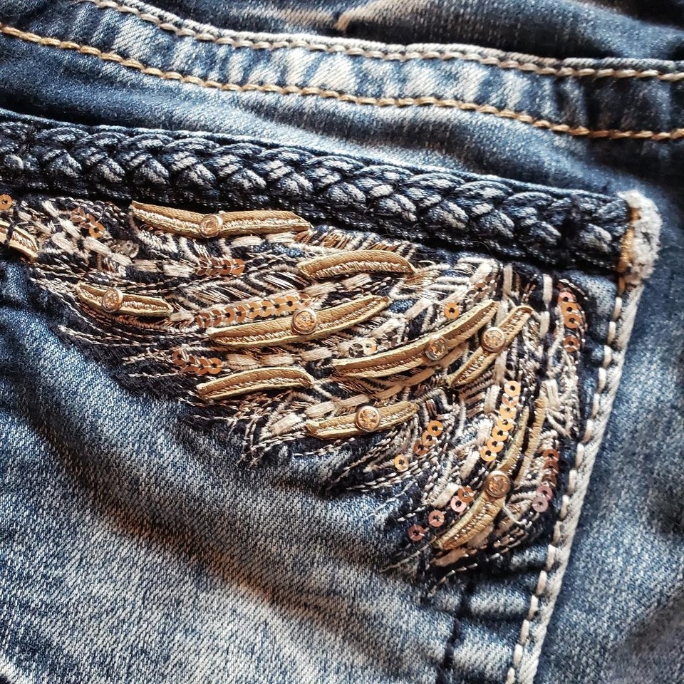 Miss Me Jeans Chloe Boot Cut Blue Denim Women 26X34 Stretch Wing ...