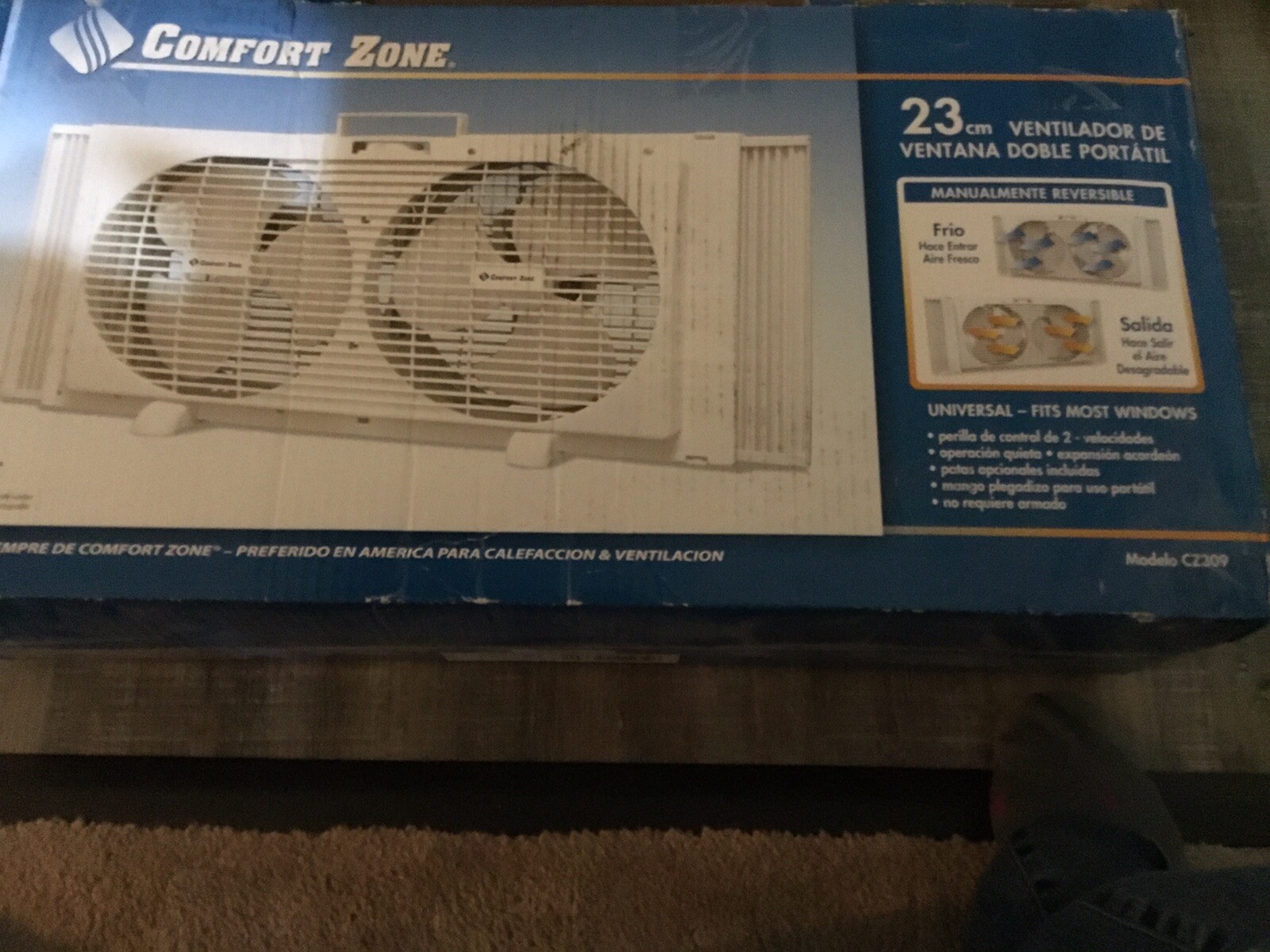 Comfort Zone 3-Speed Dual Blade Window Fan - White 75877250278| eBay