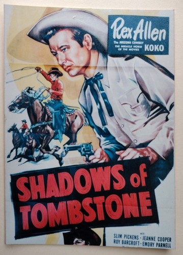 Rex Allen Shadows of Tombstone Sample Movie Poster Trade Card Western ...