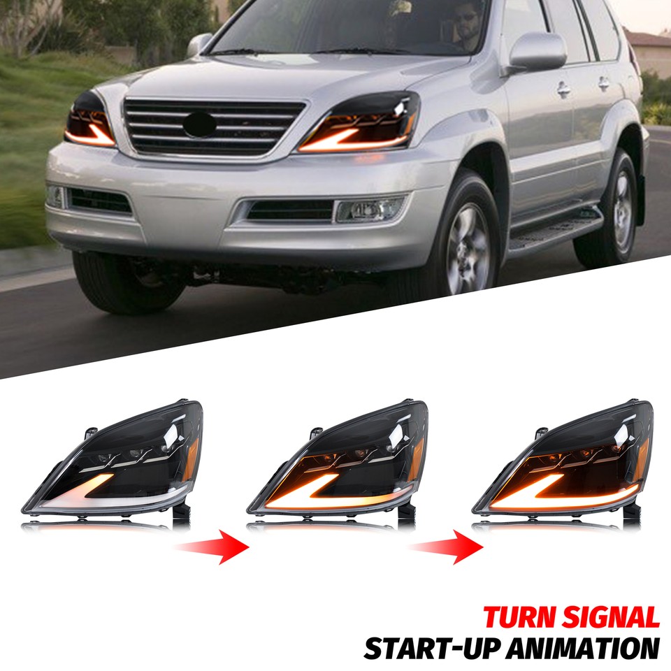 LED Headlights For Lexus GX470 2003-2009 Sequential Turn Signal Front ...