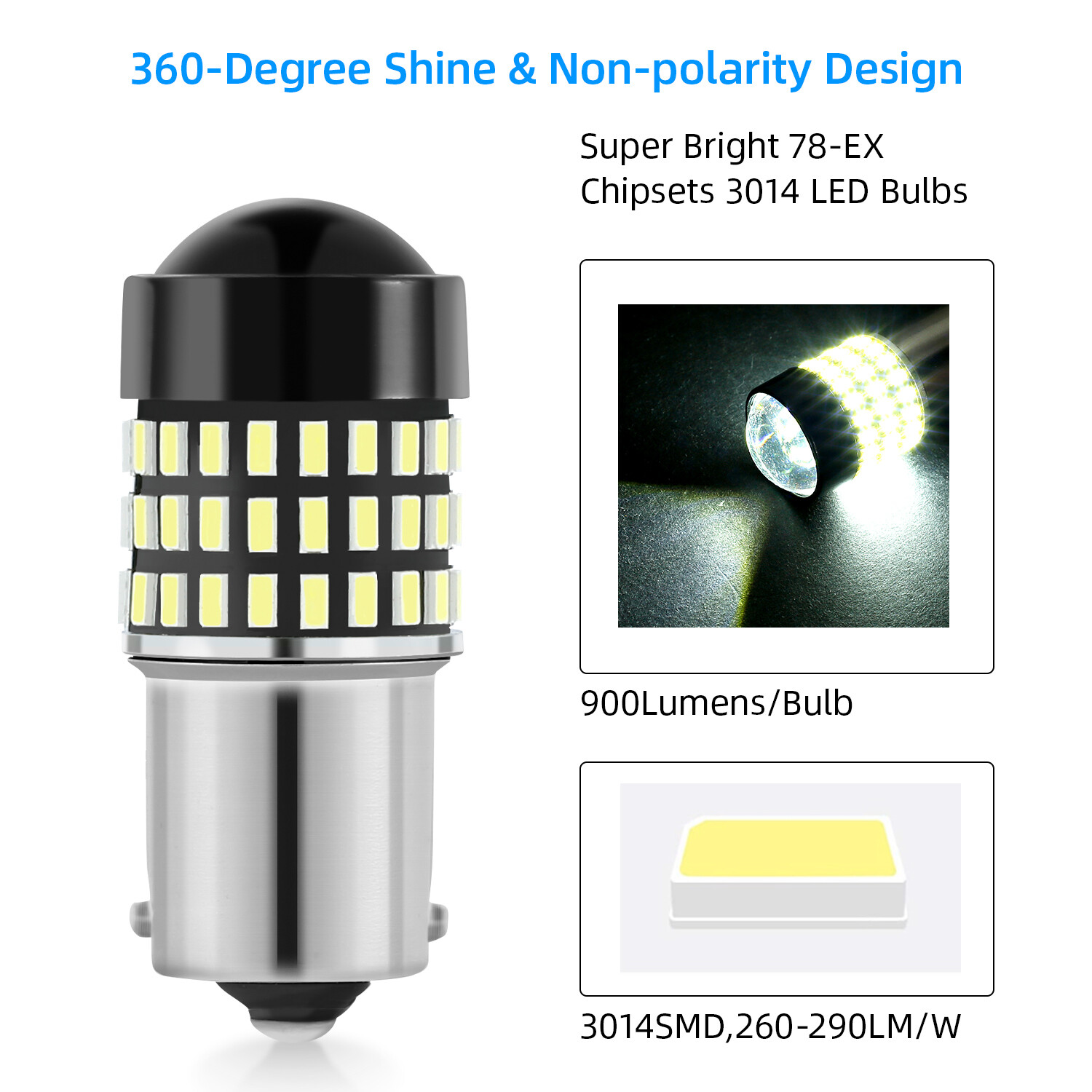 2Pcs Turn Signal Light Bulb 1156 Brake Lights LED White Light Bulbs ...