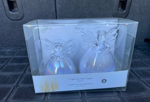 Pier 1 christmas decor 2 Light-Up Glass Angels W/timer NIB TESTED | eBay