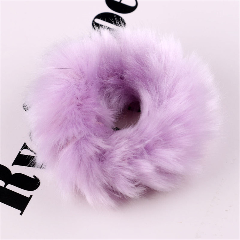 Soft Fluffy Faux Fur Fuzzy Scrunchie Elastic Hair Ring Rope Hair ...