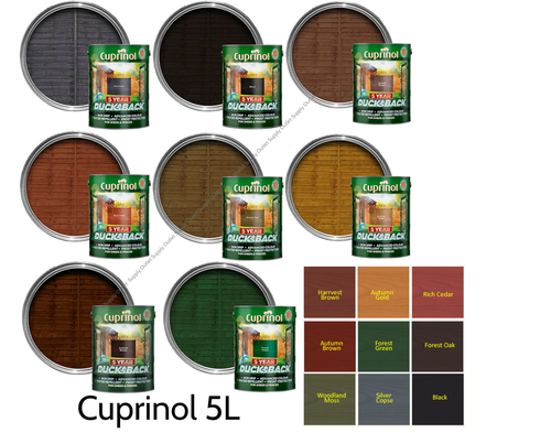Cuprinol Ducksback 5L 5 Year All Colours Wood Shed Fence Paint Silver ...