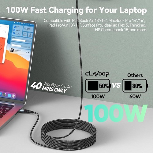 USB C Cable 10ft Fast Charging 100W, Extra Long A to USBC Charger 10 ...