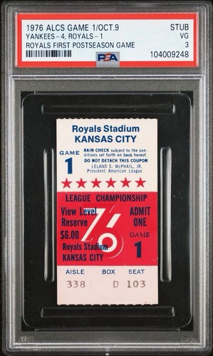 1976 ALCS Game 1 Ticket Stub PSA 3 George Brett Playoff Debut Yankees 4 ...