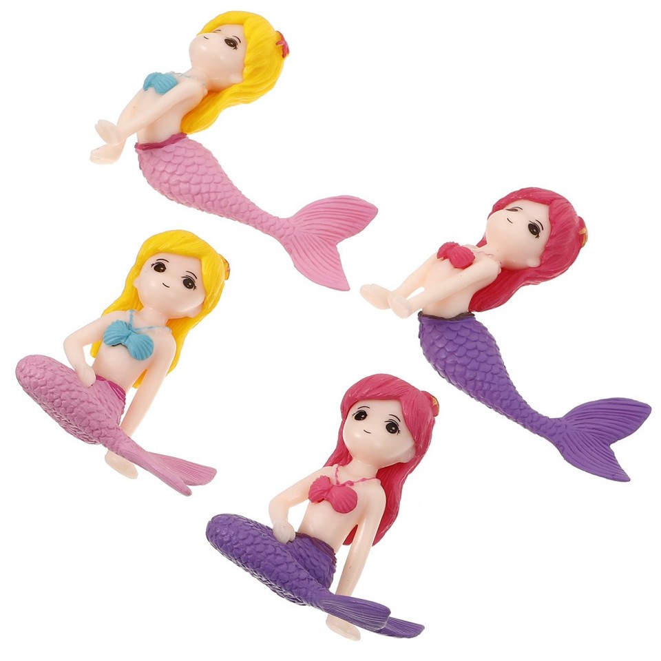 4pcs Micro Landscape Aquarium Decoration Various Sizes Colorful Mermaid ...