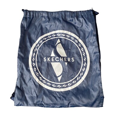 SKECHERS Blue White Lightweight Cinch Top Back Pack Gym Tote Bag Sack ...