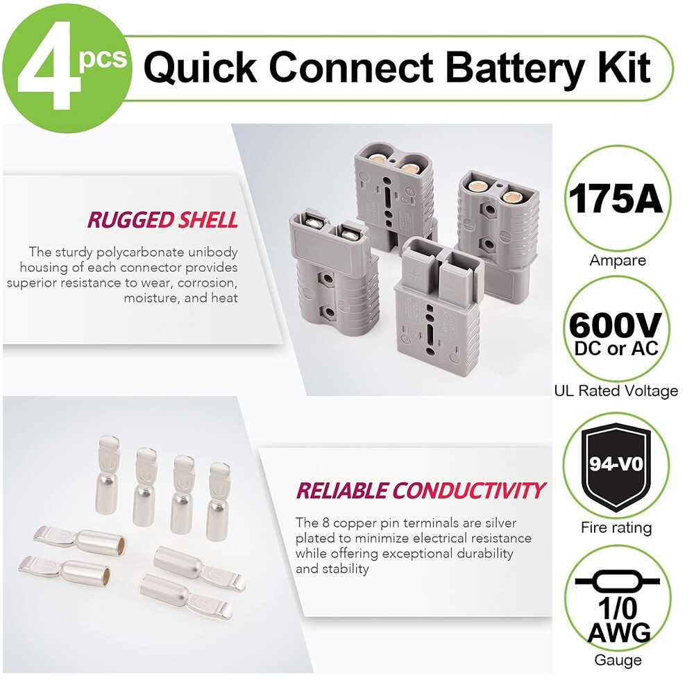 4X Battery Quick Connect Disconnect Jumper Connectors Cable Plug Winch ...