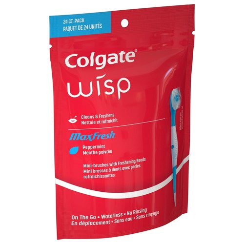 Colgate Max Fresh Wisp Disposable Mini Travel Toothbrushes, Peppermint ...