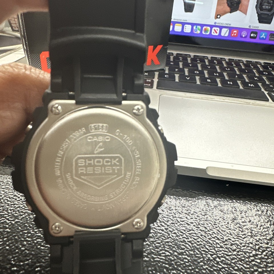 Casio G100-1BV, G-Shock 200 Meter WR Black Resin Watch, Analog/Digital ...