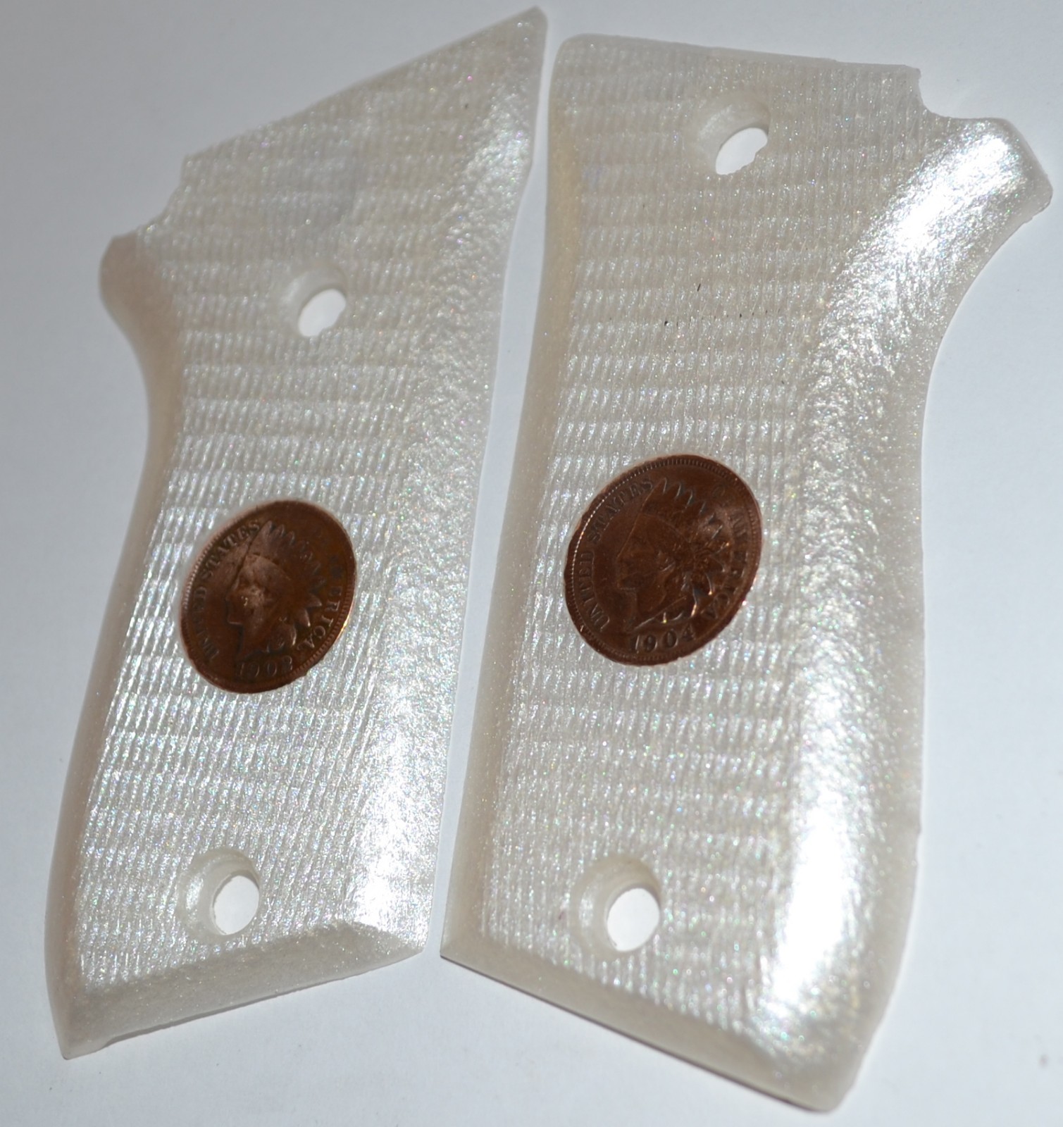 Taurus PT58, PT92 compact non-decocker grips pearl white plastic+ ...