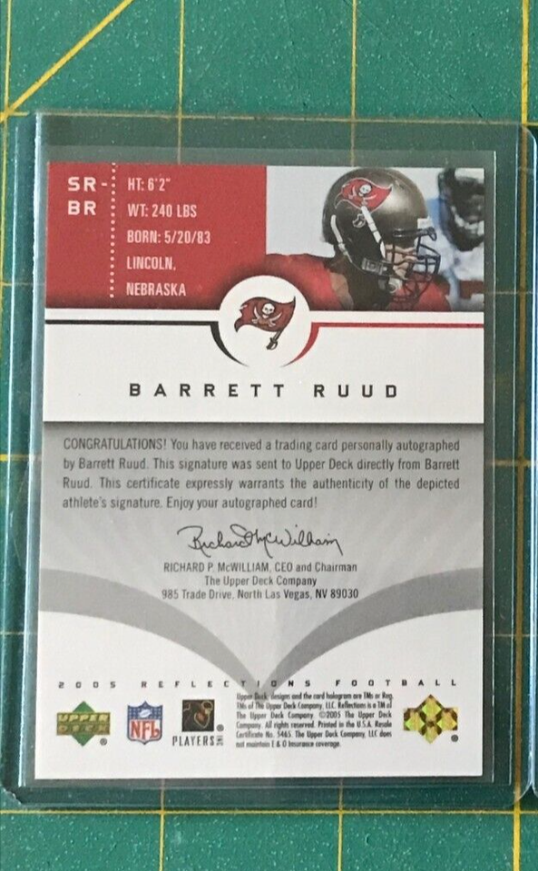 Barrett Ruud 2005 Upper Deck Reflections Signature #SR-BR Rookie Auto ...