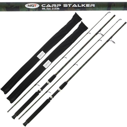 2 x CARP STALKER CAMO 6FT 2PC 1.8M Carp Fishing Short Stalker Rod ...