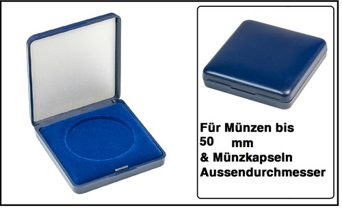 Lindner 2029-050 Blue Plastic coin case With velour insert For Coins To ...