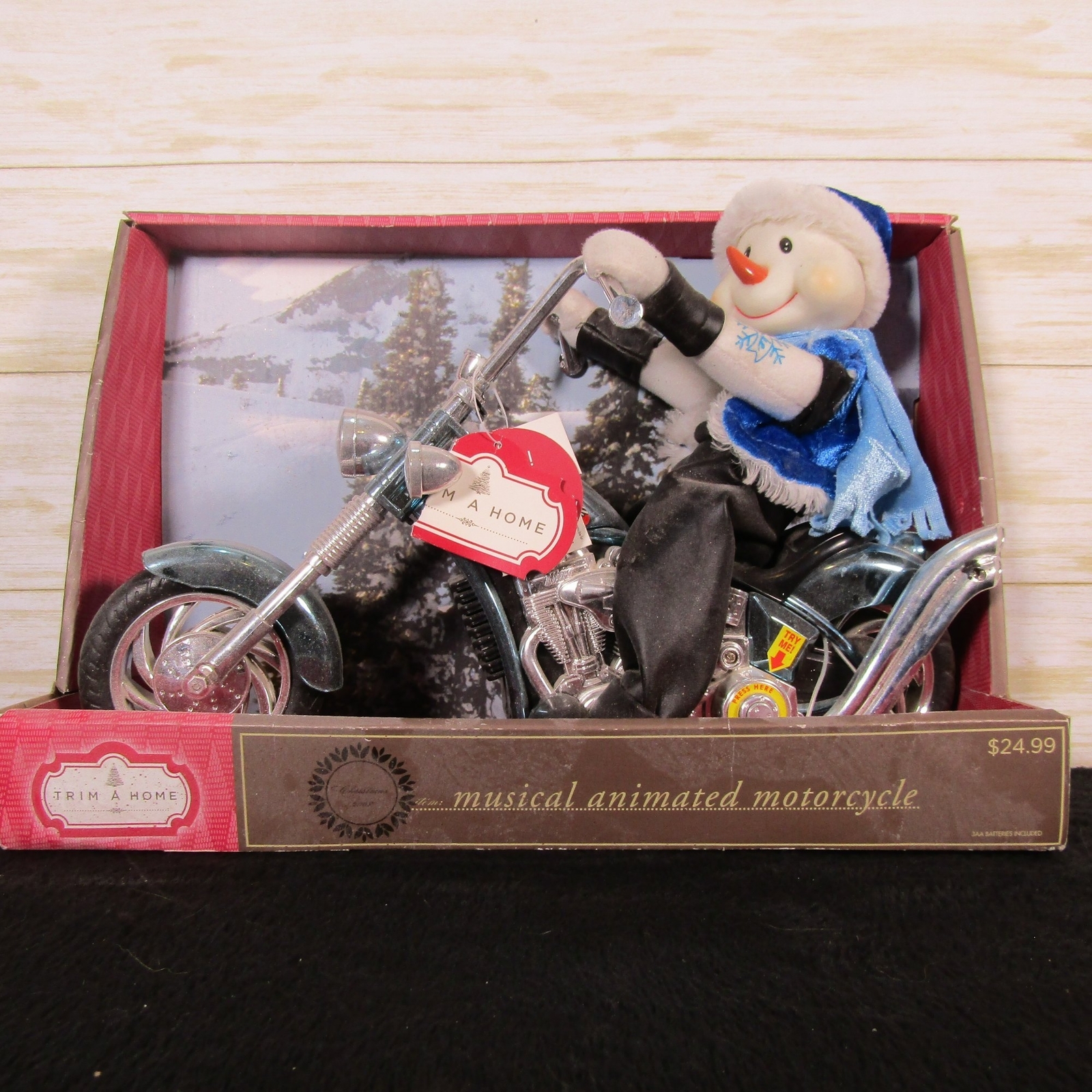 RARE Kmart Trim a Tree Decor Musical Animated Snow Machine Motorcycle ...