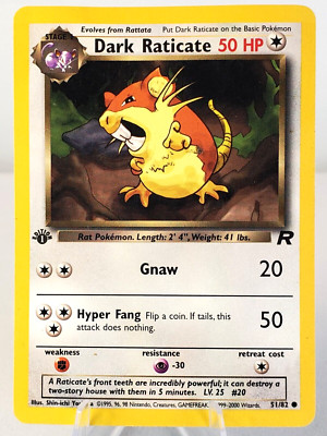 Dark Raticate [1st Edition] Unlimited 51/82 - Team Rocket - 2000 ...