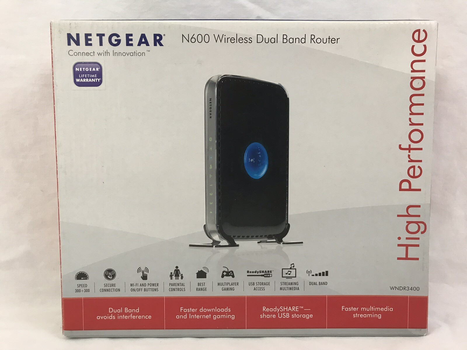 Netgear N600 Wireless Dual Band 4 Port Router 300 Mbps WNDR3400 ...