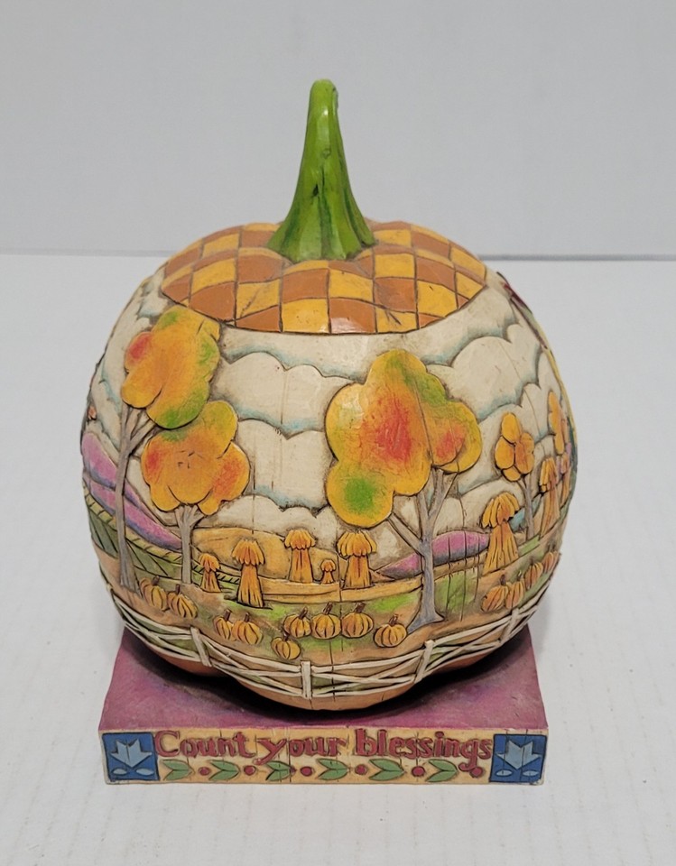 Jim Shore Fall Count Your Blessings Pumpkin 2004 Heartwood Creek Enesco ...
