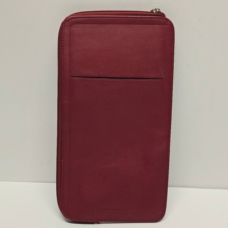 Levenger Genuine Burgundy Leather Travel Wallet Organizer | eBay