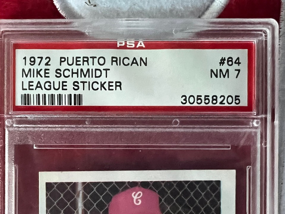 1972 Mike Schmidt Puerto Rico Rican League #64 Sticker Phillies PSA 7 ...