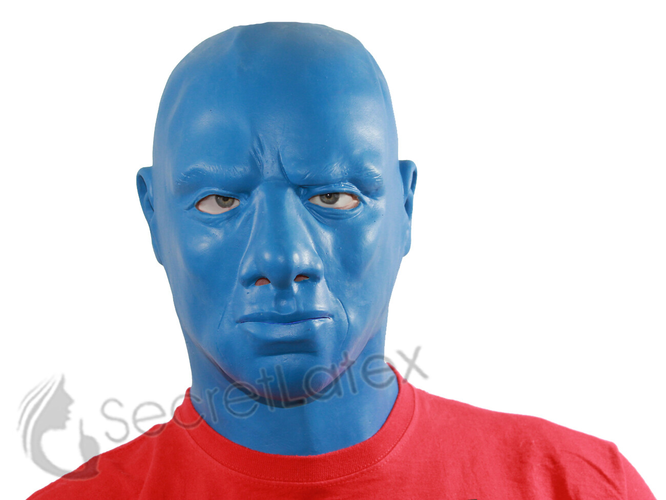 BLUE LATEX HOOD THICK HEAVY RUBBER MASK MALE MASCULINE BLUE MAN ...