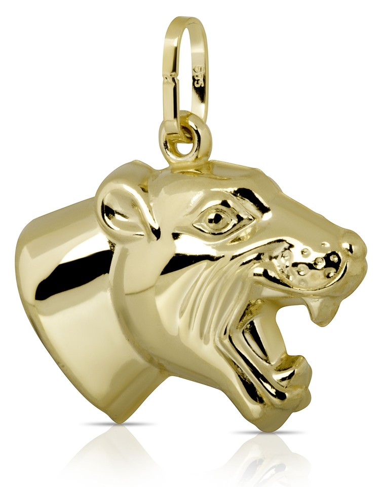 Pendant Yellow Gold 333 Gold Panther 8K Heart Lion Wildcat Jaguar ...