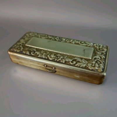 Vintage King Gillette Safety Razor Silver Plated Metal Case Floral ...
