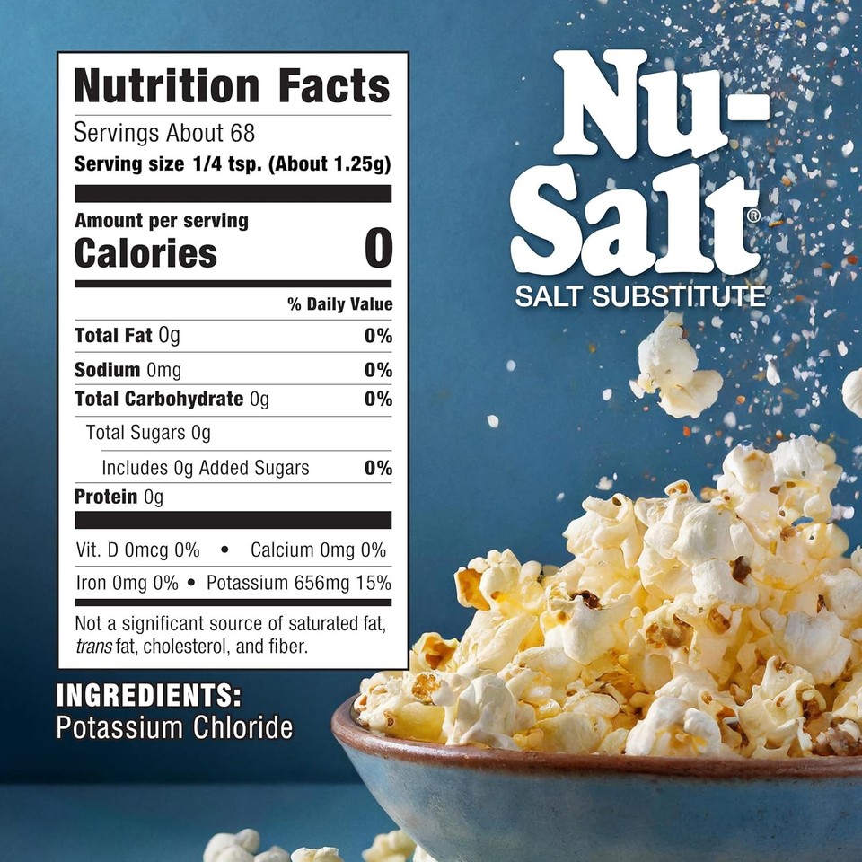 Nu-Salt Sodium-Free Salt Substitute, Contains Potassium Chloride, Table ...
