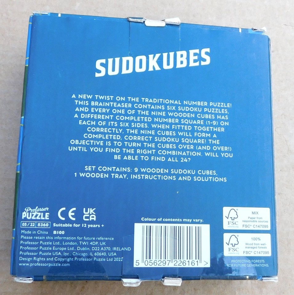 Wooden Sudokubes Game Set with Board and Instructions. | eBay UK