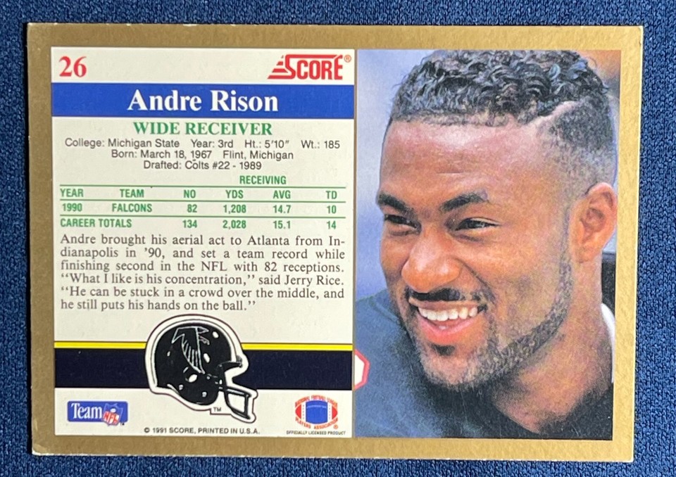 1991 SCORE #26 ANDRE RISON (ATLANTA FALCONS) FOOTBALL CARD | eBay