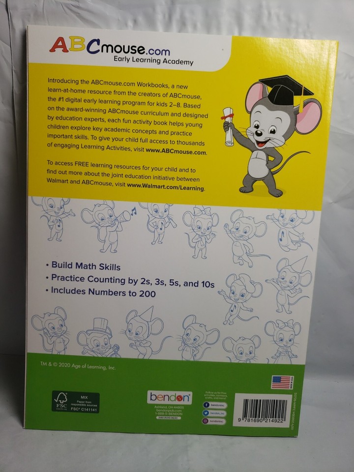 Bendon ABC mouse Math Workbook 80 Page with Stickers Ages 5-8 | eBay