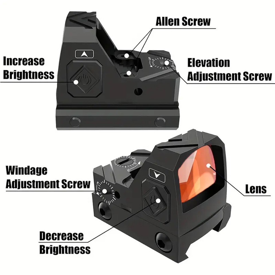 Mini Reflex Red Dot Sight Optic Sight Shake Awake 2 MOA for Rifle ...