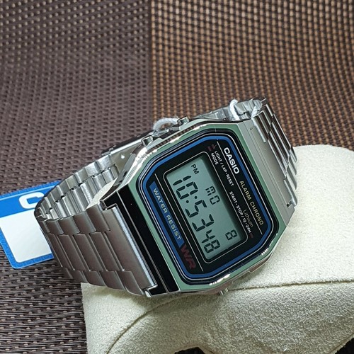 Casio A158WA-1D Vintage Series Digital Stainless Steel Quartz Unisex ...