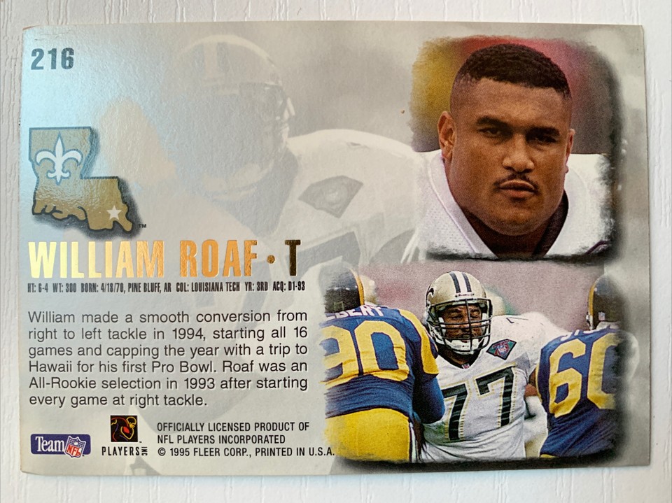 William Roaf New Orleans Saints 1995 Fleer Ultra Football #216⚜️*️⃣ 🏈 ...