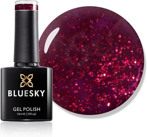 Bluesky Gel Nail Polish Ruby Ritz 80545 Red Glitter 10 ml Long Lasting ...