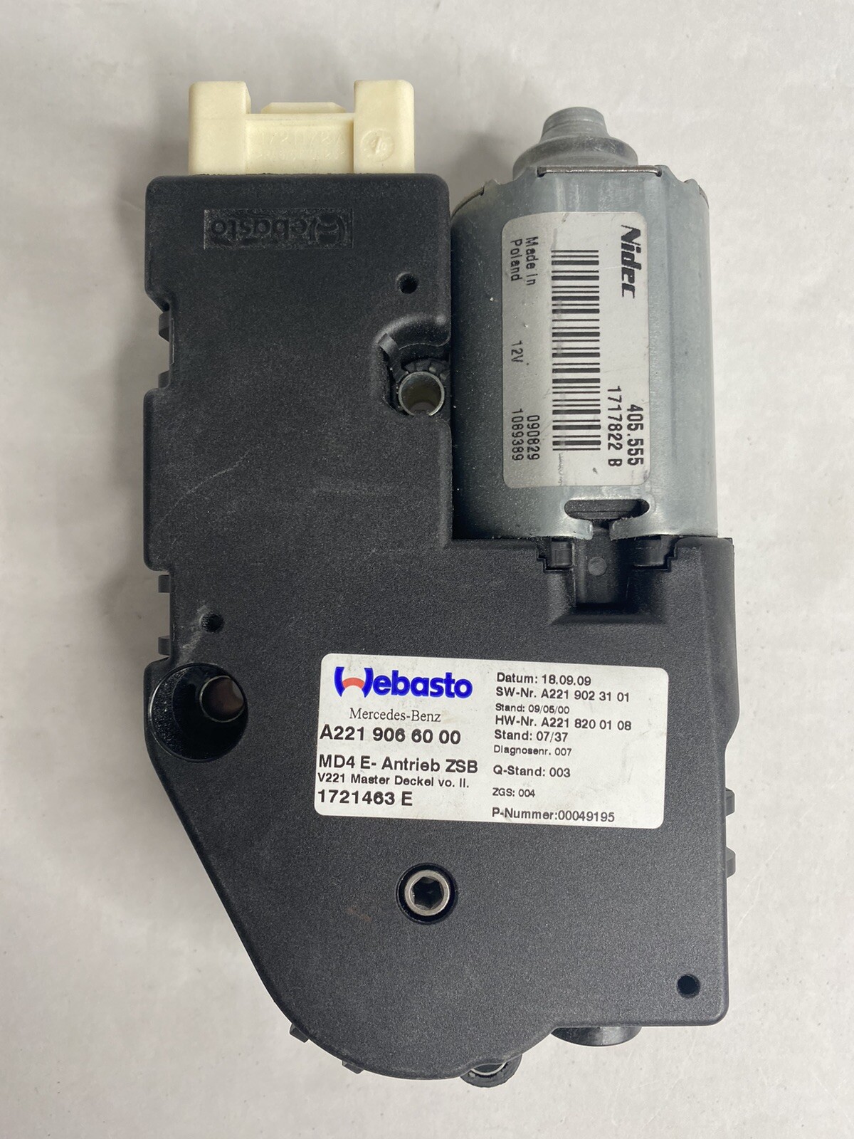 07-13 Mercedes W221 S550 S63 S600 S400 Sunroof Motor A2219066000 OEM | eBay