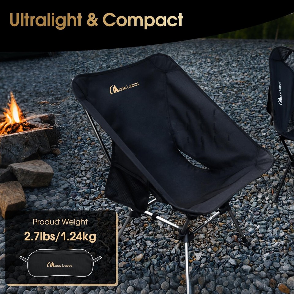MOON LENCE Portable Camping Chair Plus, Larger Roomier, Compact and ...