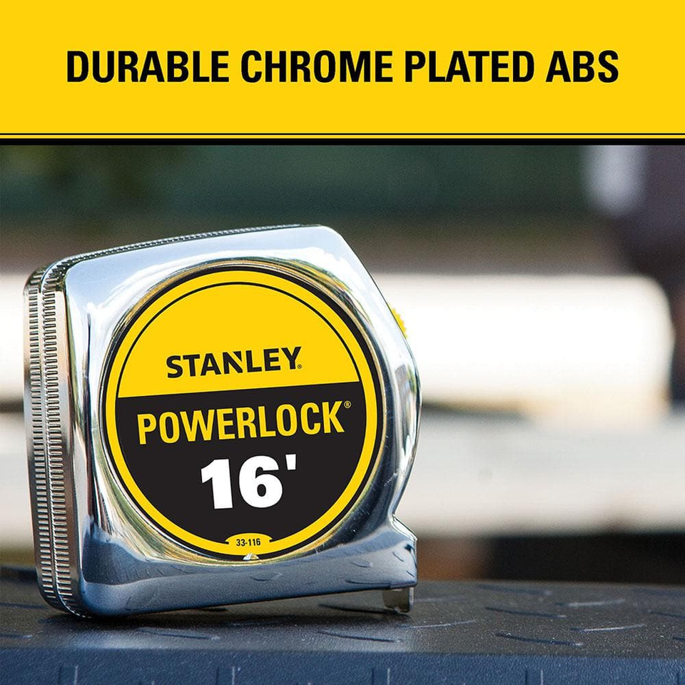 Stanley PowerLock Tape Measure 16 ft. Secure Blade Lock Metal Measuring ...
