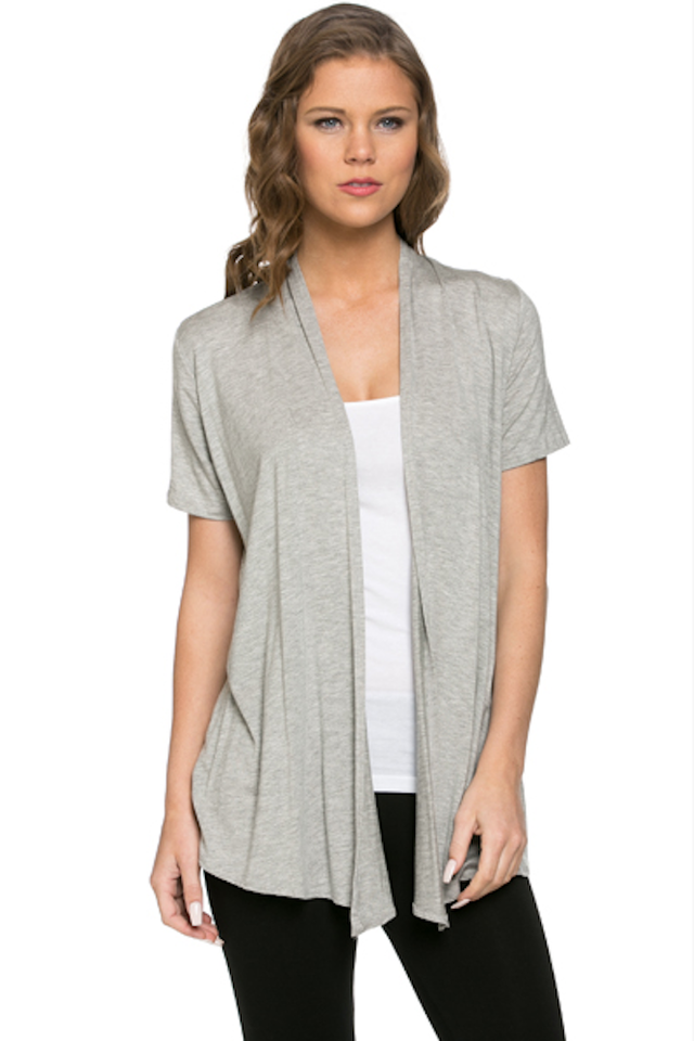 Women's Solid Short Sleeve Cardigan Open Front Wrap Vest Top Plus USA ...