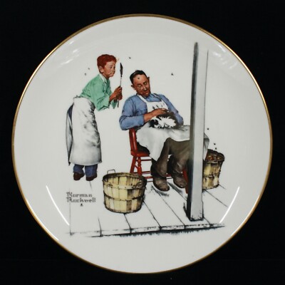VINTAGE GORHAM NORMAN ROCKWELL 1979 LE SUMMER - A HELPING HAND - 4 ...