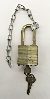 Vintage US Military Padlock, with Chain (2 Keys) | eBay