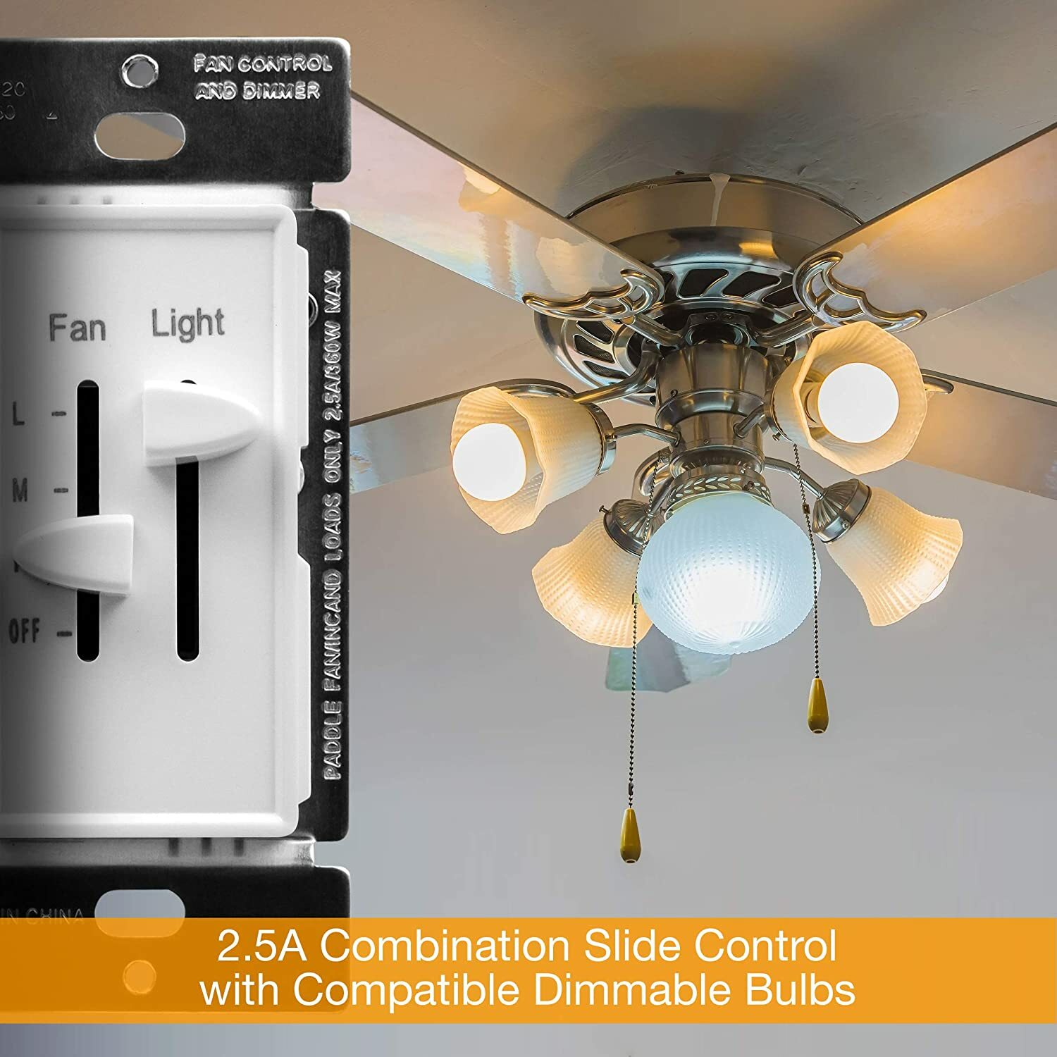 Dual Ceiling Fan And Light Dimmer Switch | Shelly Lighting