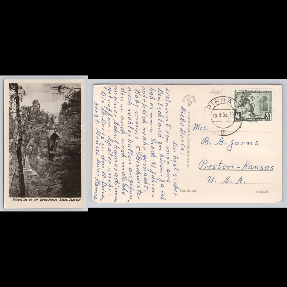 Vintage Postcard Saxon Switzerland Germany 1955 Posted Scenic Historic ...
