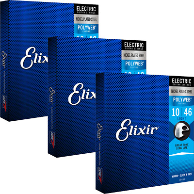 3 Sets Elixir 12050 POLYWEB Light Electric Guitar Strings 10-46 | eBay