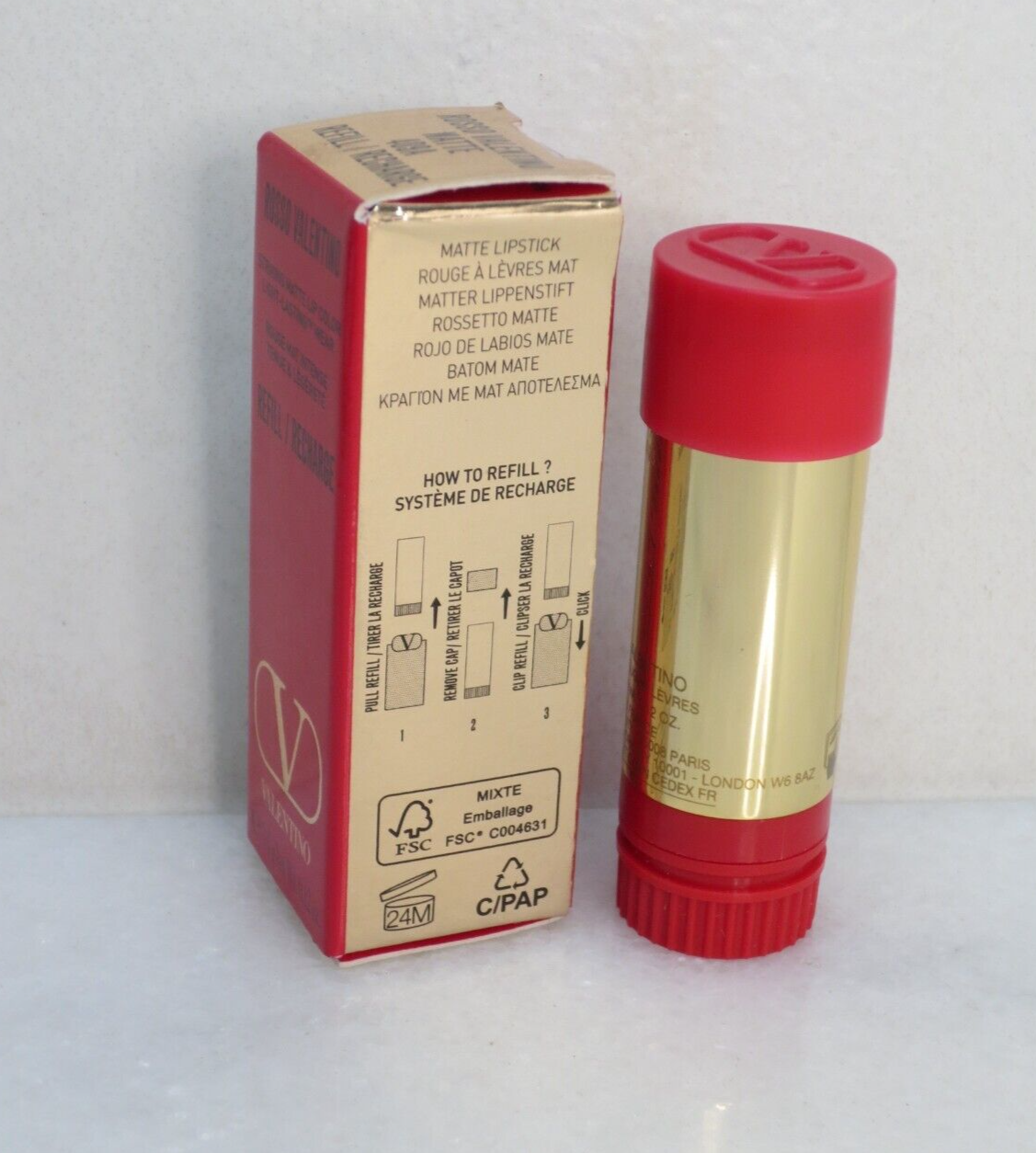 VALENTINO ROSSO VALENTINO MATTE LIP COLOR 409A REFILL/RECHARGE 0.12 OZ ...